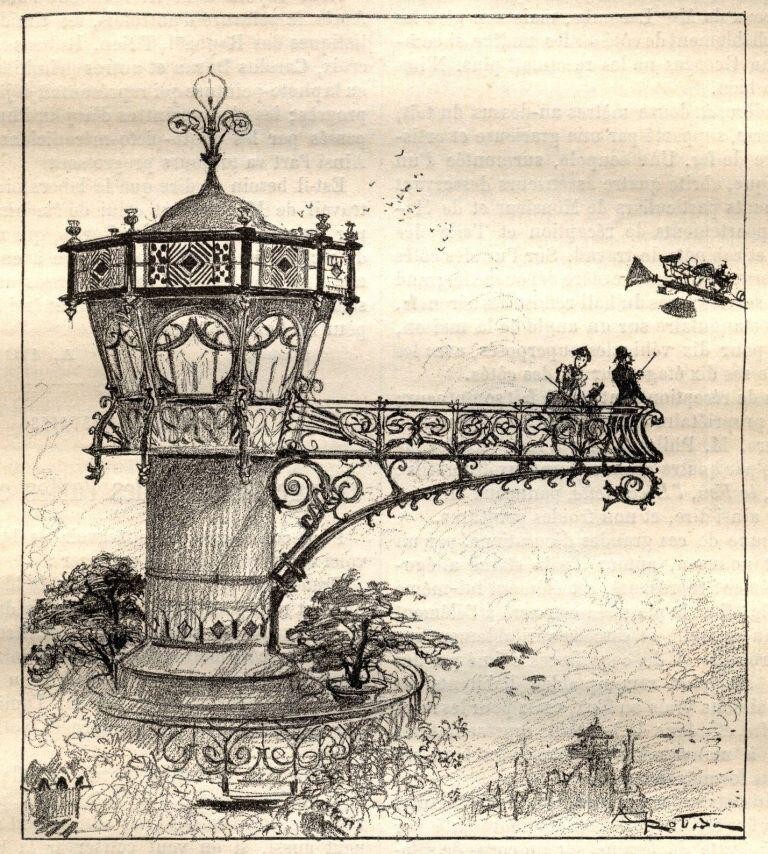 Hotel Landing Platform Albert Robida 1883 Fine Art Print – Retro ...