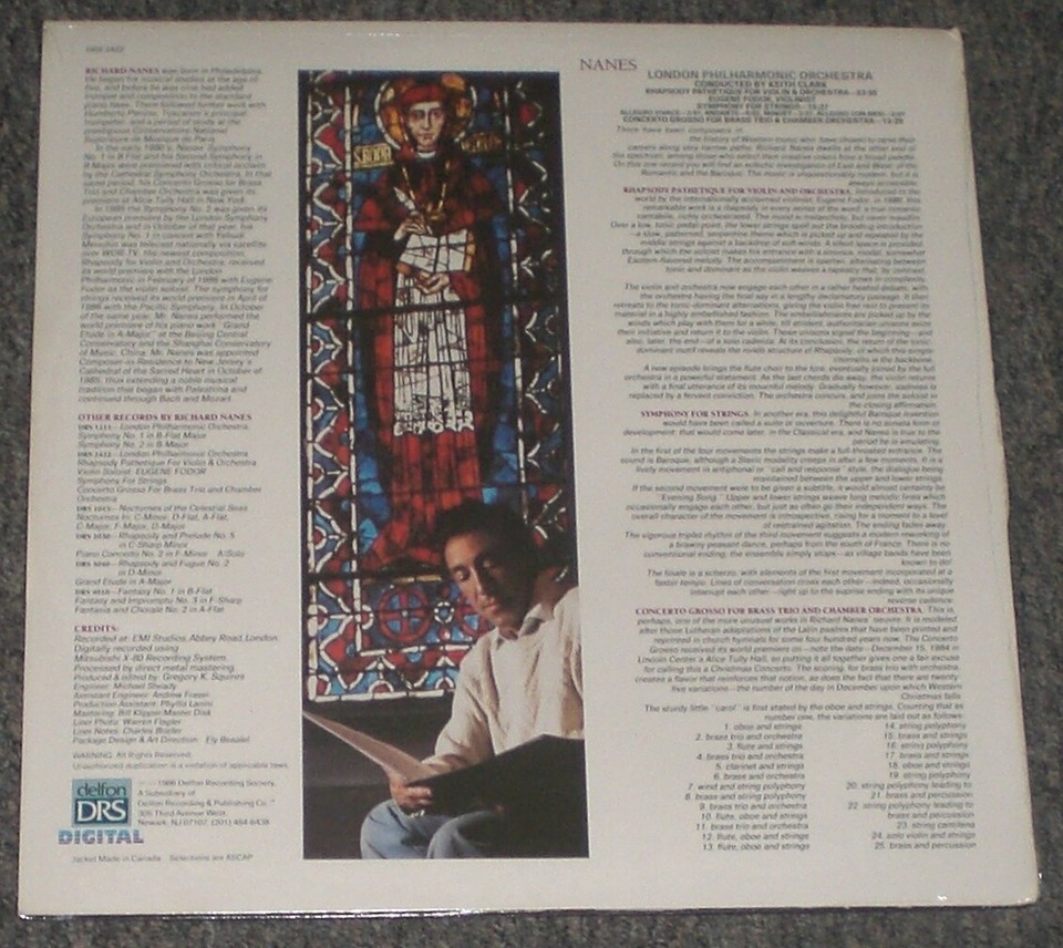 Richard Nanes Rhapsody Pathetique Violin & Orchestra Fodor Sealed 1986 ...