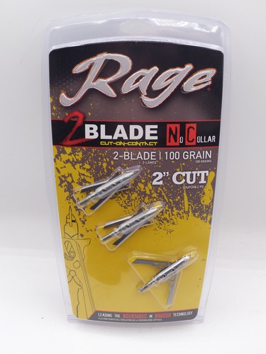 Archery Broadhead RAGE 2 Blade N/C 100 Gr 2"Cut-On-Contact Chisel Tip 3 Pack New | eBay