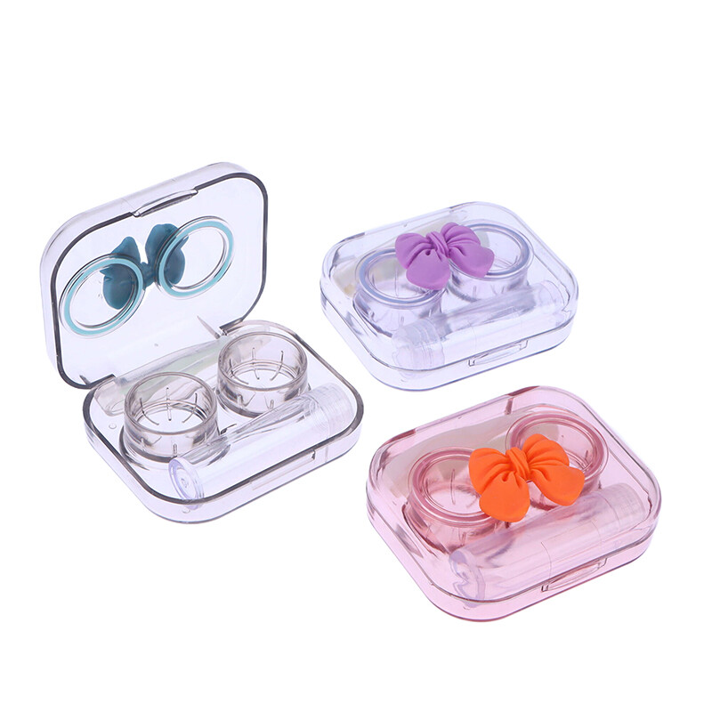 Contact Lens Cases Pink Transparent Love Bow Contact Lens Case ...
