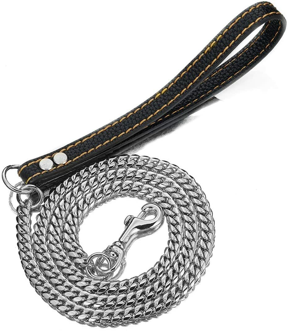 Heavy Duty Chain Dog Leash Pet Leash Gold Plated Cuban Chain Link ...