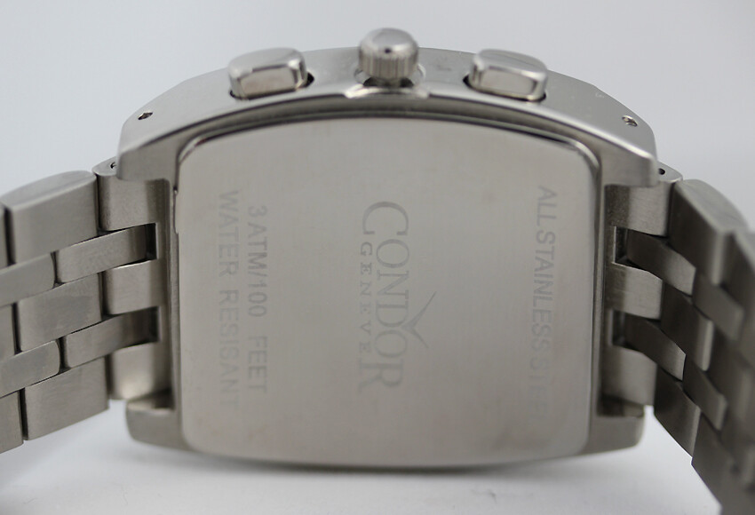 Condor Classic Chronograph Stainless Steel Mens Watch Date Silver Dial ...