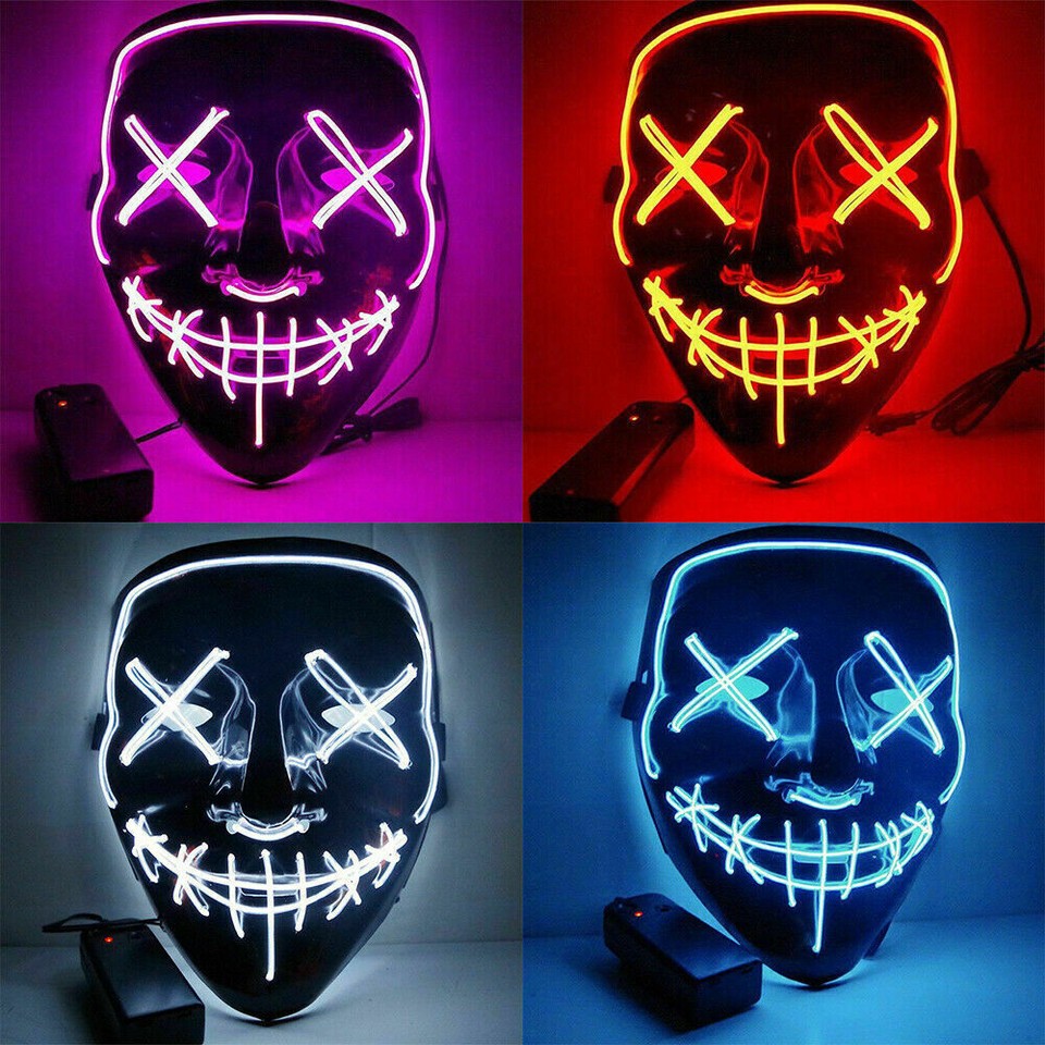 Halloween Clubbing Light Up LED Mask Costume Rave Cosplay Party Purge 3 ...