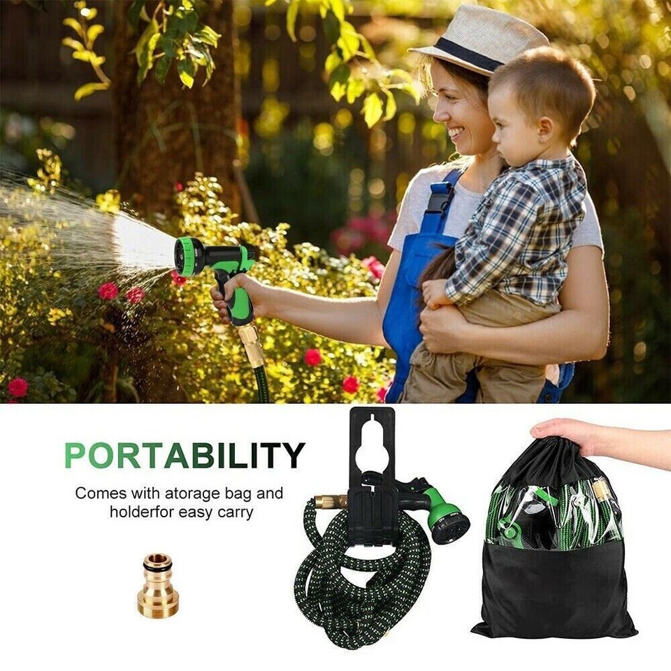 Heavy Duty Expandable Garden Hose Pipe Spray Gun Flexible Expanding ...