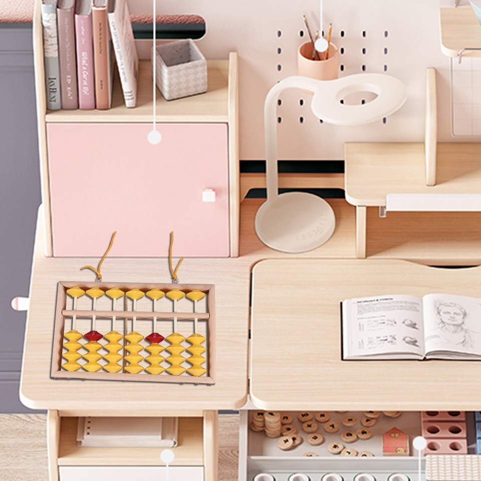 7 Column Non-Slip Hanging Wooden Abacus Chinese Soroban Educational ...