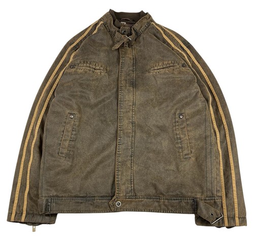 Vintage Y2K Point Zero Bomber Jacket Faded Brown Buckle Full Zip Large ...