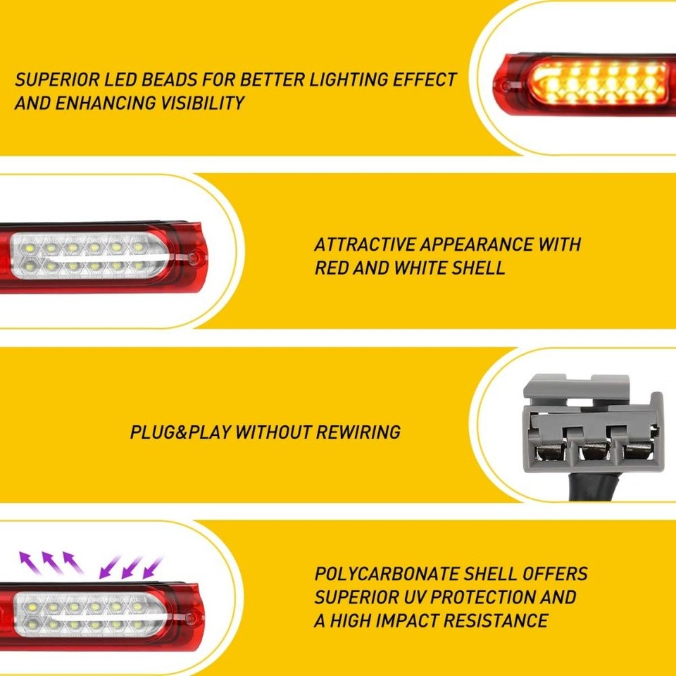 For 1997-2003 Ford F-150 Heritage 2004 Third Brake Light LED Lamp Red ...