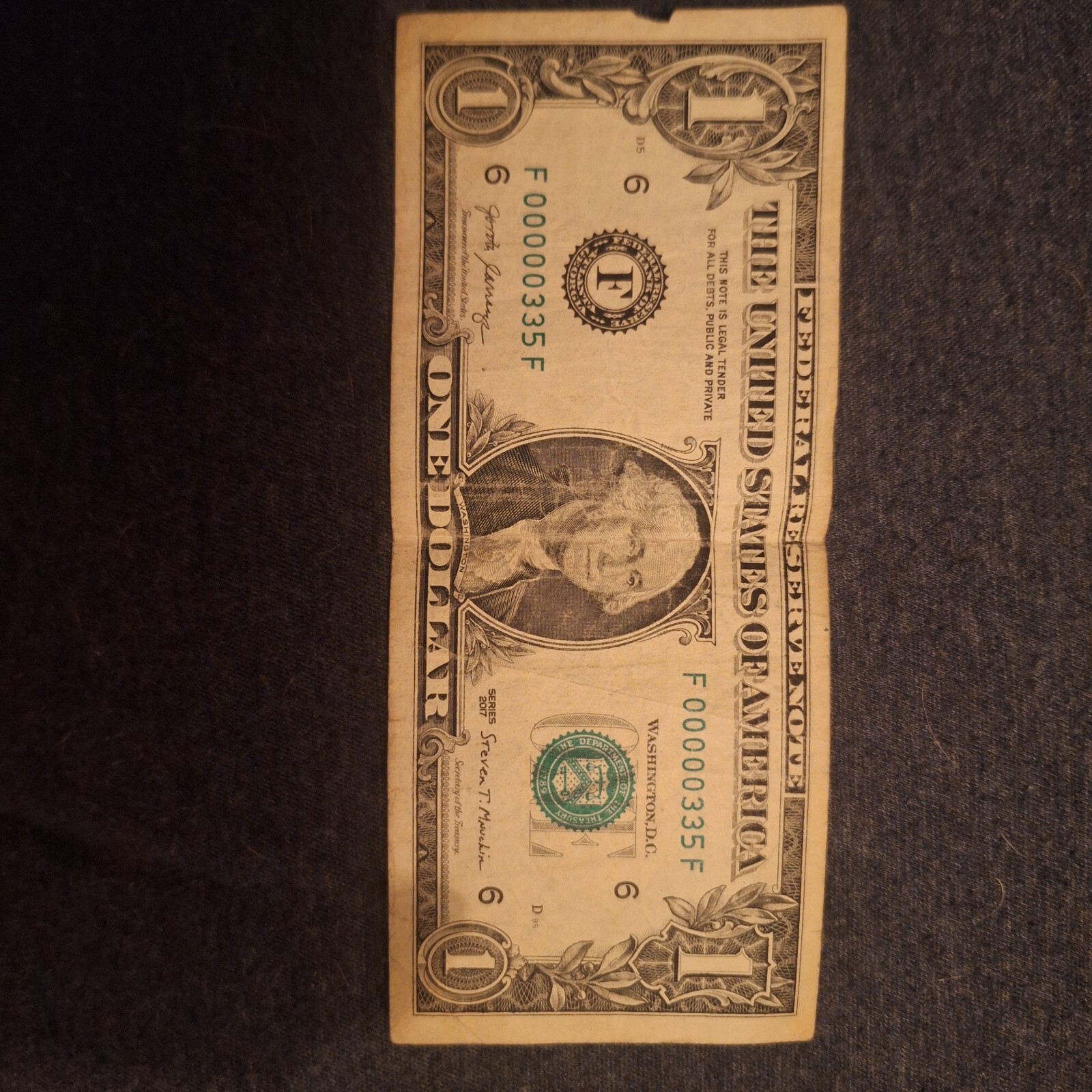 low serial number note, $1 dollar bill, 5 of a kind, 00000335 | eBay