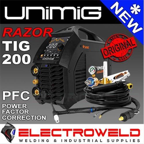 UNIMIG Razor Tig 200 ACDC Welder + T2 Torch, Pulse Stick MMA, AC/DC ...