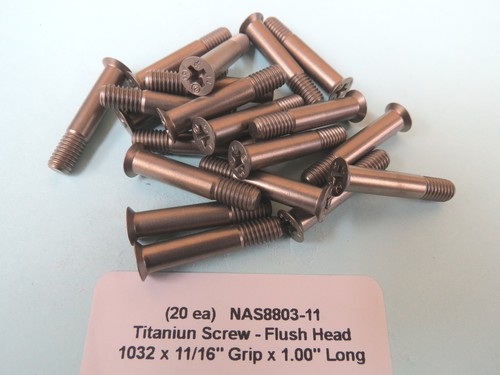 3/16” #10-32 x 1” Titanium (20) Flush Head Screws Aircraft Aerospace ...