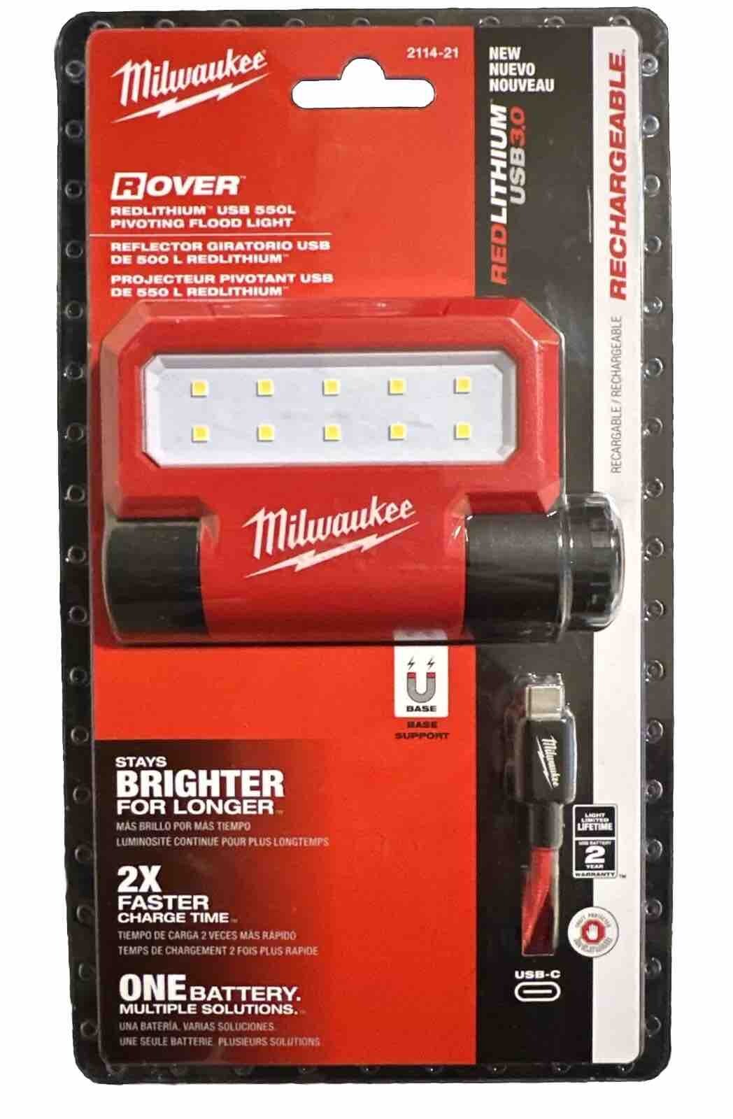 Milwaukee 2114-21 550 Lumens USB Rechargeable Pivoting Flood Light ...