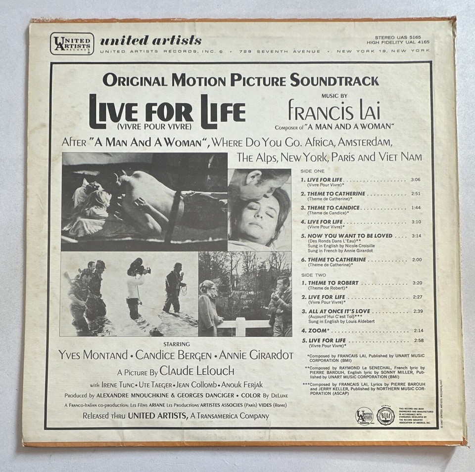 Live For Life = Vivre Pour Vivre (Original Motion Picture Soundtrack ...