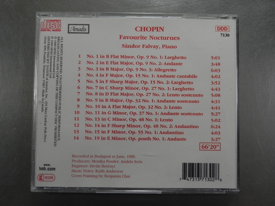 CHOPIN Favorite Nocturnes Sandor Falvay CD 747313713028| eBay