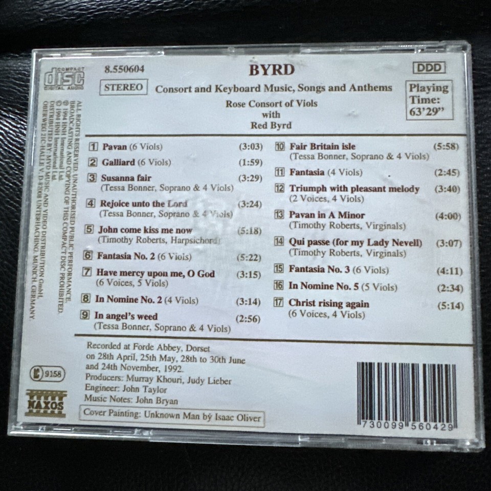 William Byrd-Consort & Keyboard Music+ CD Naxos Early British Rose ...