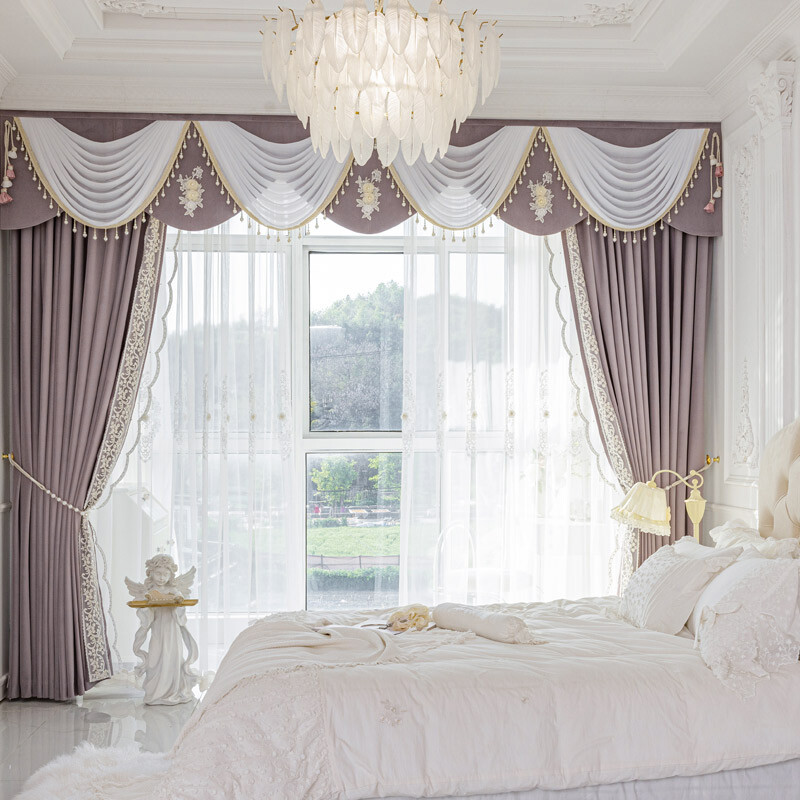 purple princess wedding room velvet cloth blackout curtain valance ...