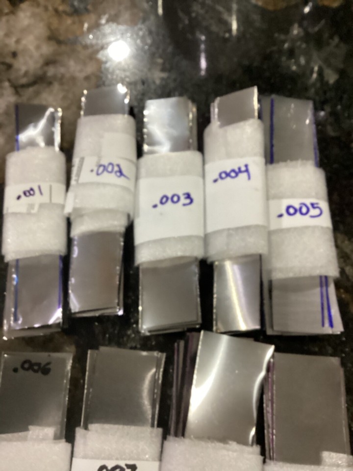 9 ASSORTED SIZES of PRECISION BRAND STEEL SHIM STOCK (FROM .001 To .009 ...