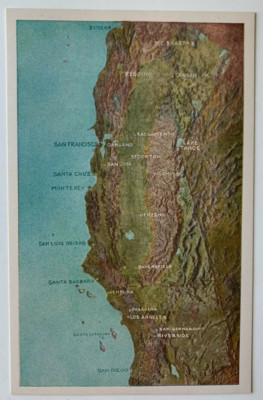ca 1920s CA Postcard Map of California Pacific Coast San Francisco LA ...