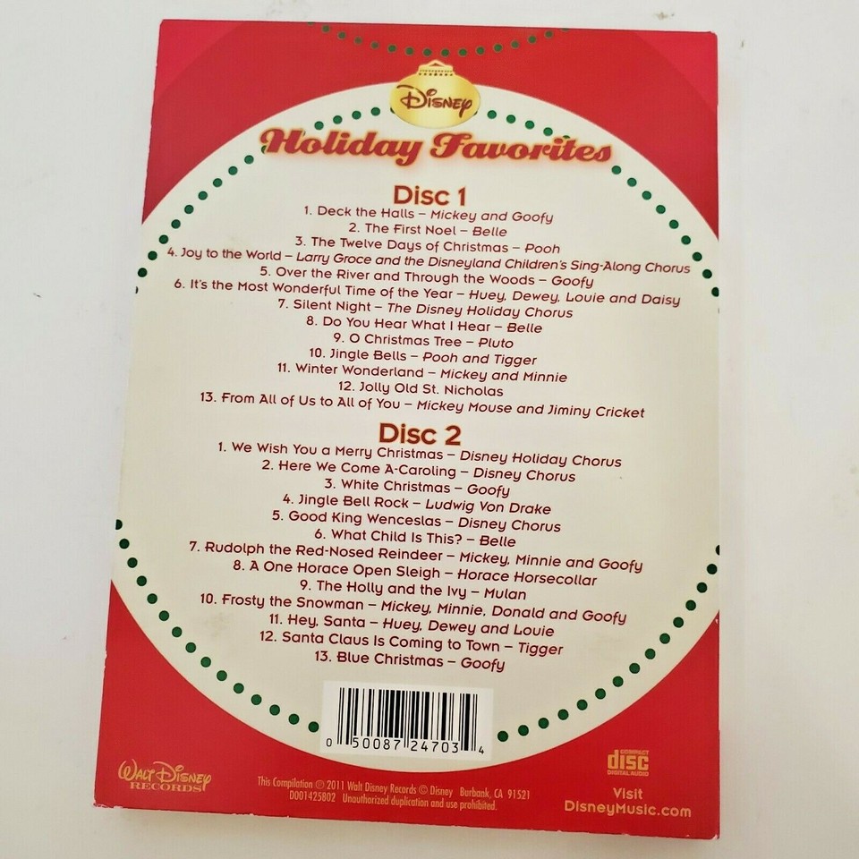 Disney Holiday Favorites Songs Of The Season Christmas 2 CD Set of 26 ...