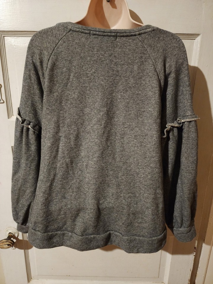 Loft Medium Gray Ruffle Sleeve Sweatshirt | eBay