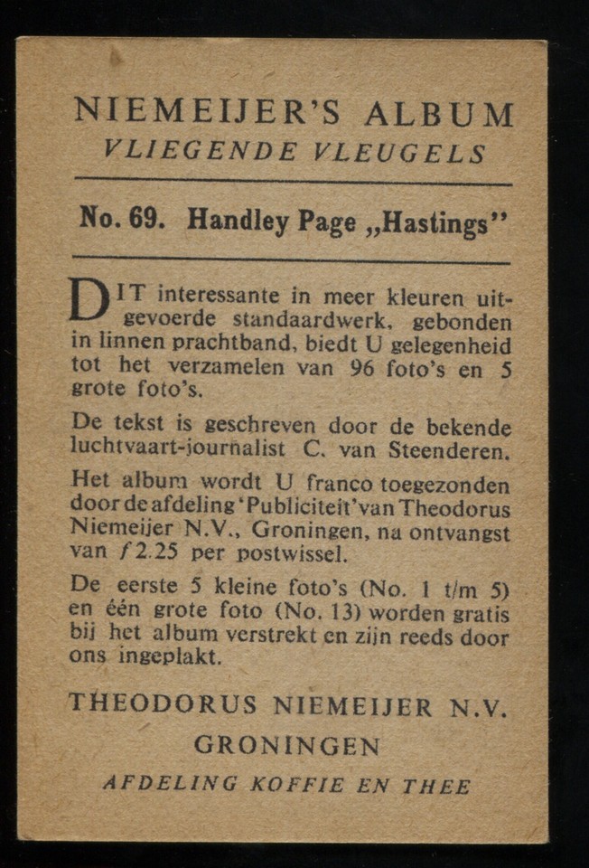 Handley Page Hastings Vintage 1940s Dutch Trading Card | eBay