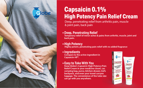 Globe Capsaicin 0.1% High Potency Pain Relief Cream (2 oz) (3 Pack) | eBay