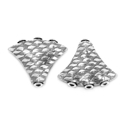 4 Pcs Triangle Bead 3 Holes Antique Silver Plated Jewelry Supplies Bead ...