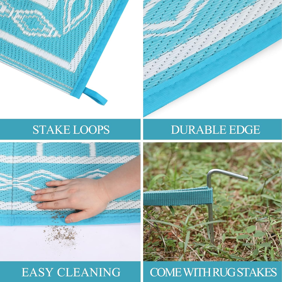 Outdoor Rug 9X12 Waterproof for Patio Clearance, Large Plastic Straw ...