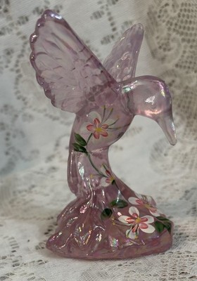 Fenton Hummingbird, Pink Iridescent, Made For Lenox, Hand Painted, 4.25 ...