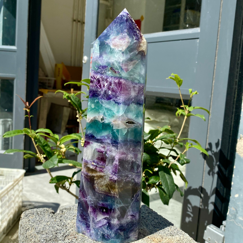 4.79LB Natural fluorite obelisk quartz crystal wand point realistic ...