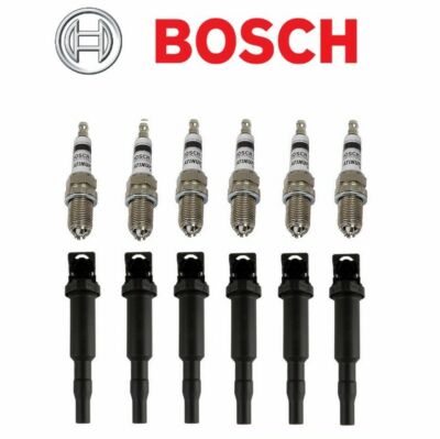 6 OEM BOSCH kit Ignition Coils & 6 Spark Plugs Set For BMW 3 5 Series ...