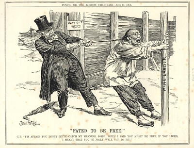 CHINESE INDENTURED LABOR - Rare 1906 Cartoon ~ GOLD MINES IN AFRICA ...