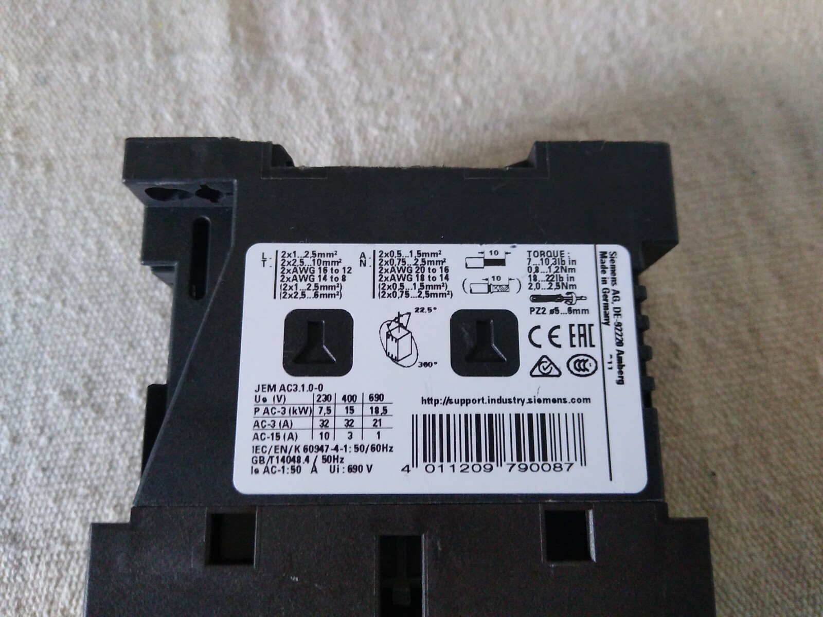 Siemens 3RT2027-1BB40 Sirius Power Contactor | eBay