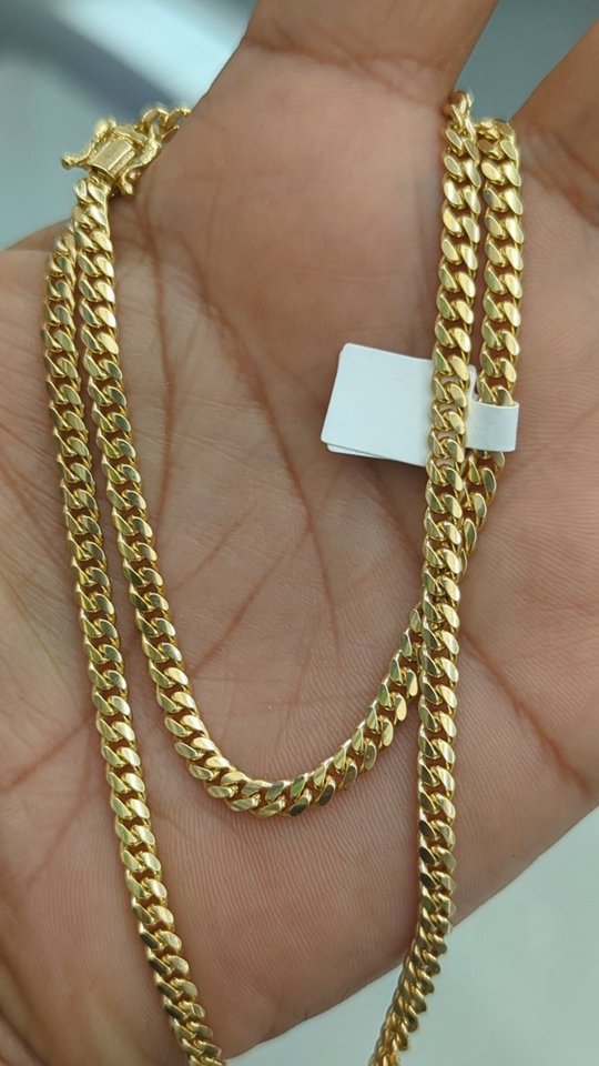 Real 14kt Solid Gold Miami Cuban Chain for men and women 4mm | eBay