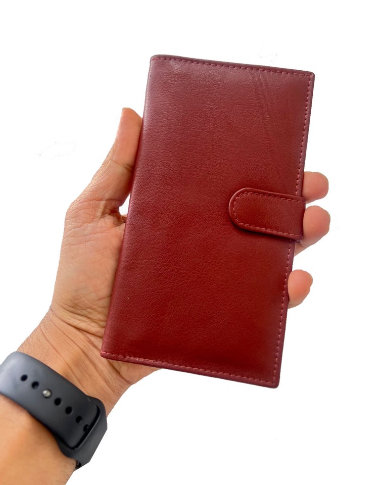 Slim Genuine Leather Checkbook Cover with Snap Closure for Extra ...