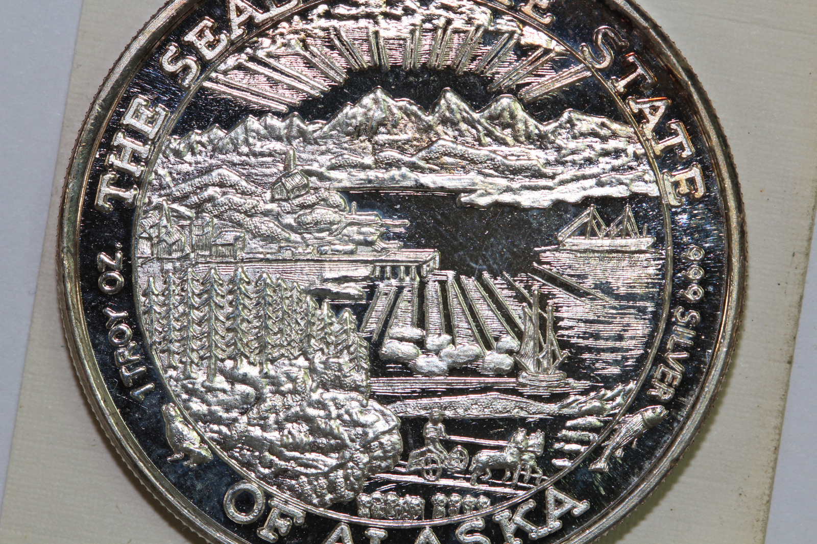 1 Troy Ounce Fine Silver Round 1990 Official Alaska State Medallion ...