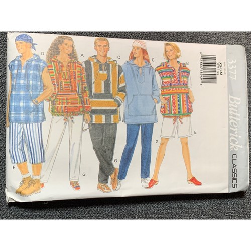 Butterick 3377 Misses Unisex Top Shorts & Pants Sewing Pattern XS-S-M ...