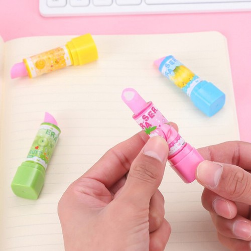 Lipstick Shape Eraser for Kids Cartoon Cute Student Kawaii Eraser Cute ...