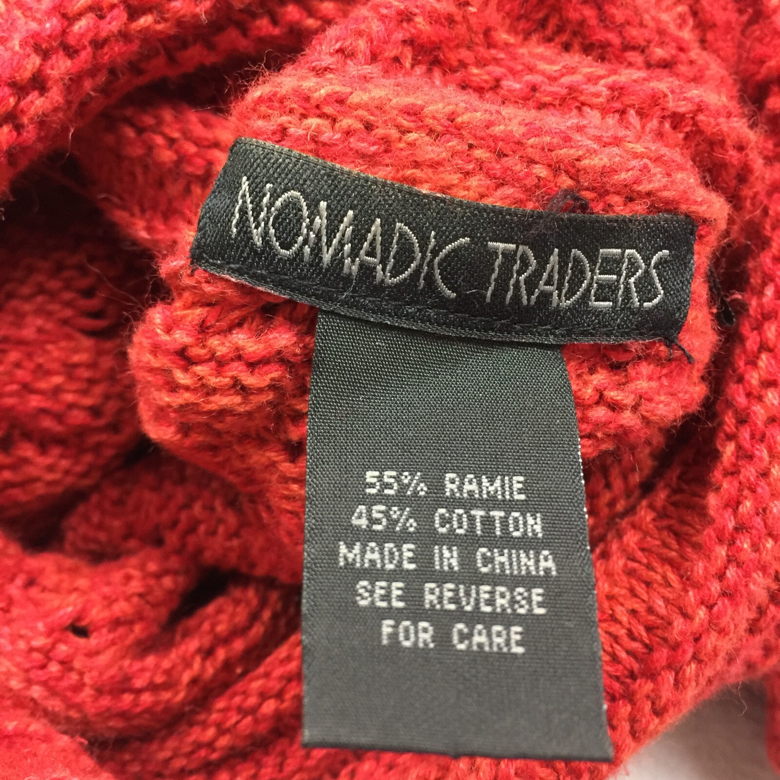 NOMADIC TRADERS Sweater Size S Womans Red Ramie Open Knit Turtleneck ...