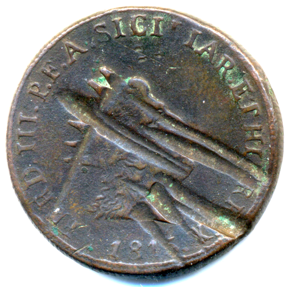Italien-Neapel, Ferdinando III., 10 Cu-Grani 1815 V.B. 27,88 gr. / 38 ...