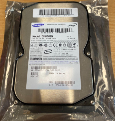 SAMSUNG 40GB 3.5" IDE HARD DRIVE - SP0401N - 1092J1FY406830 (NO CADDY ...
