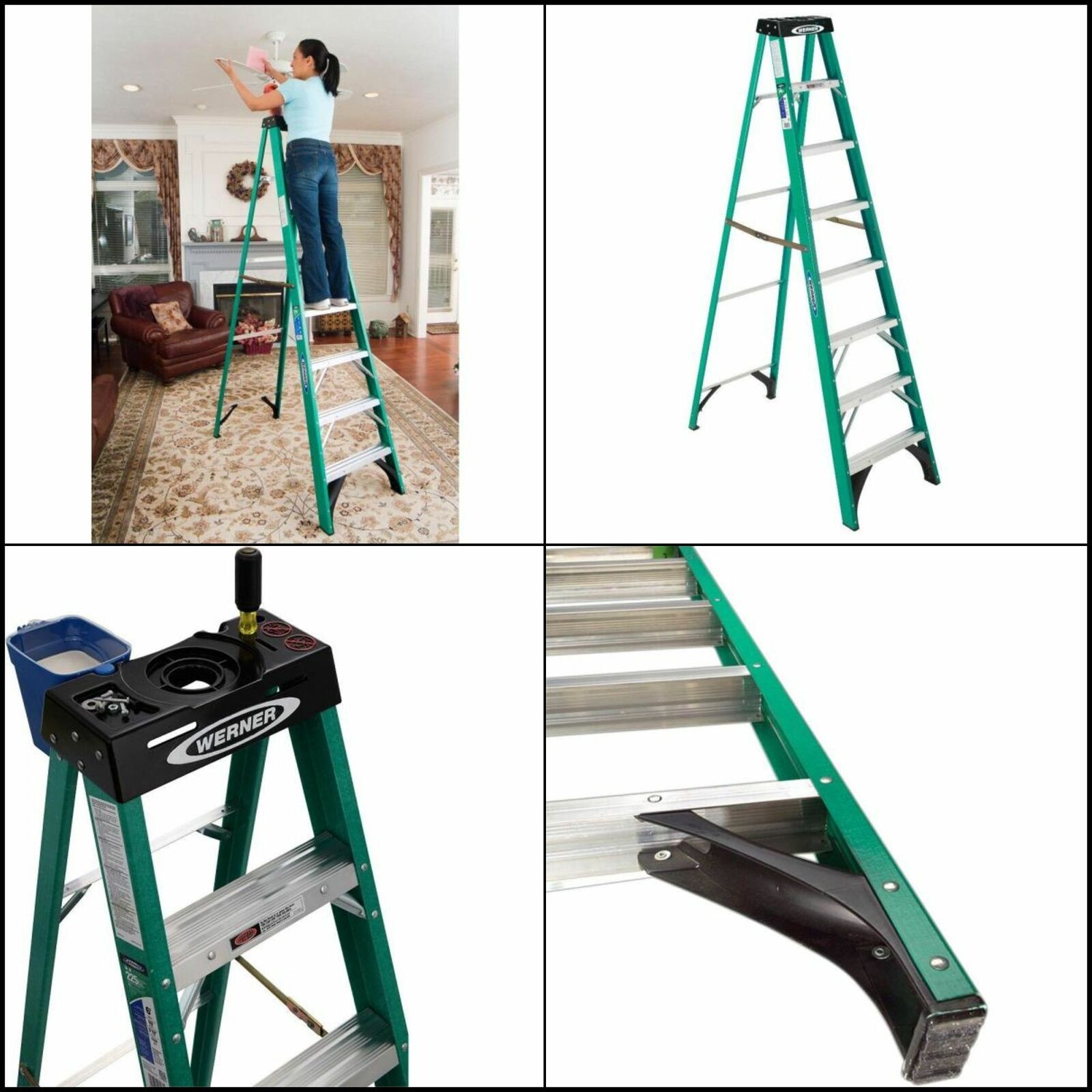 Werner FS208 8ft Fiberglass Single Step Ladder for sale online | eBay