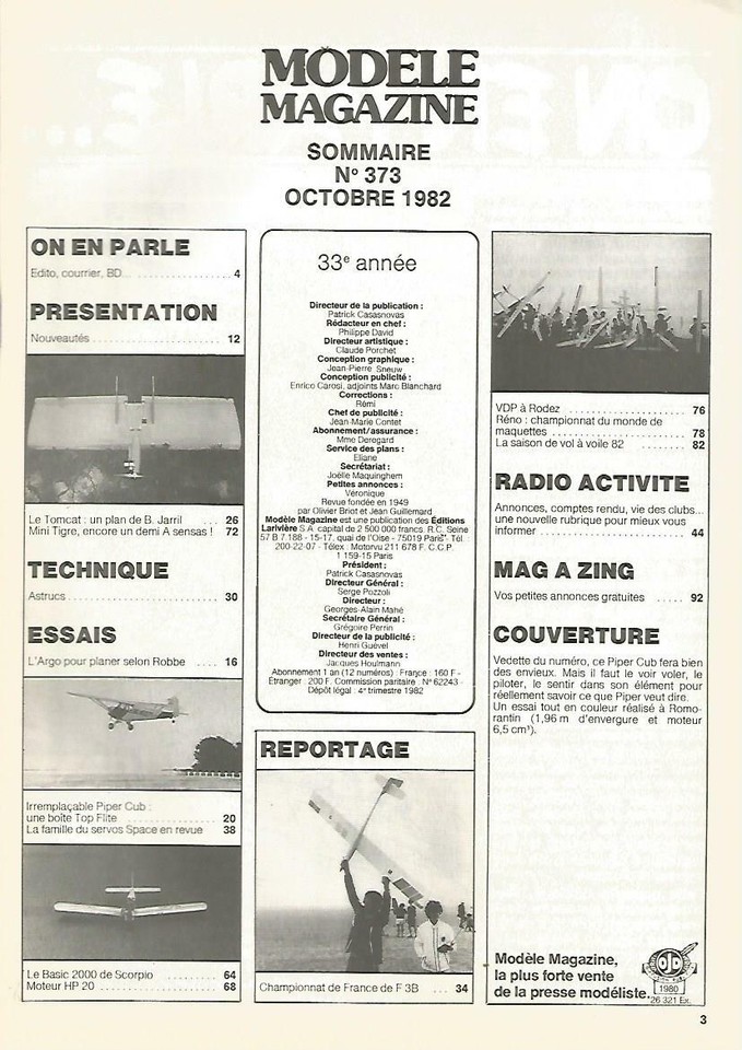 MODELE MAG N°373 TOMCAT / ARGO POUR PLANER / BASIN 2000 DE SCORPIO ...