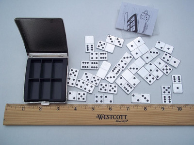 28 Piece Metal Double-6's Dominoes Set ~ Pocket ~ Mini ~ Travel w/Case ...