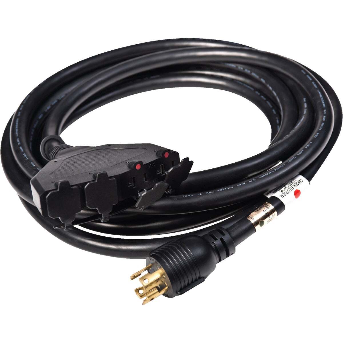 Generac 20 Ft. 10/4 Triple-Tap Generator Cord 6112 Generac 6112 ...
