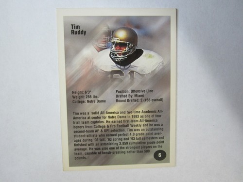 Tim Ruddy Superior Rookie Autograph Card (B5) Notre Dame Fighting Irish ...