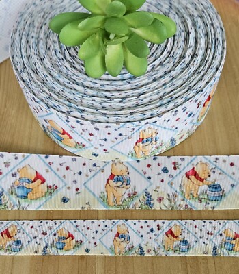 7/8, 1.5 & 3" (1 YD) Winnie The Pooh Grosgrain Ribbon Honey Jar Bear ...