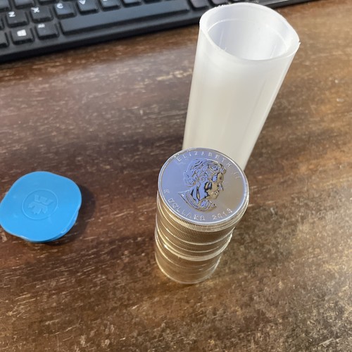 2013 MAPLE LEAF BUFFALO CANADA SILVER COIN $5 DOLLARS x 25, TUBE BISON ...