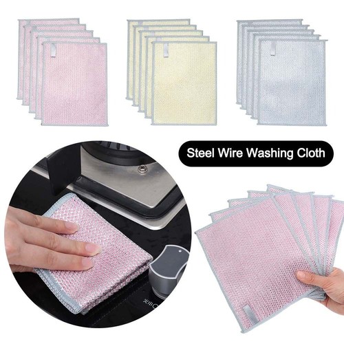 5Pcs Double Sided Dishwashing Cloth Non-Scratch Dish Pot Cleaning Cloth ...
