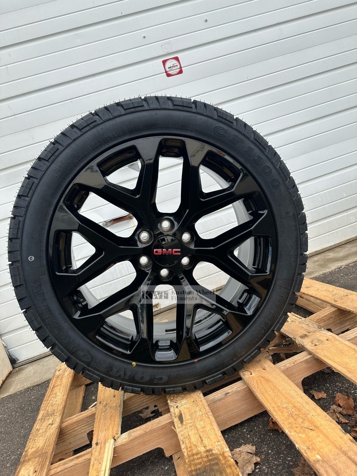 4 NEW - 22x9 GMC Snowflake Rims 5668 Gloss Black Sierra Yukon Denali ...