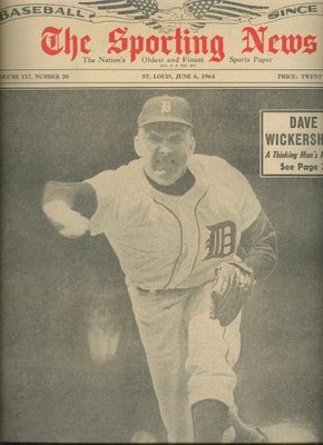 1964 Sporting News DETROIT Tigers DAVE WICKERSHAM No Label FREE ...